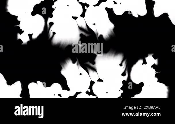 Black ink rorschach effect abstract background artistic flow splatter ...
