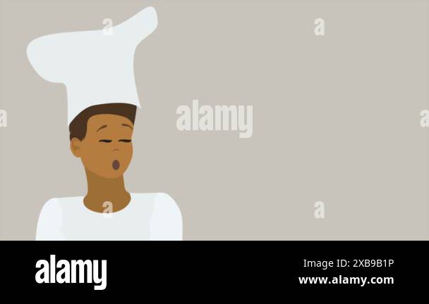 Animated or cartoon character, man or guy chef wearing chefs hat lip ...