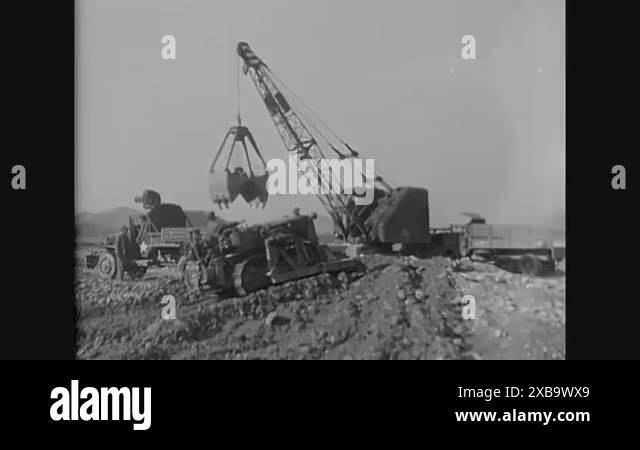 1951 - US Army engineers use a power shovel for road building in Korea ...