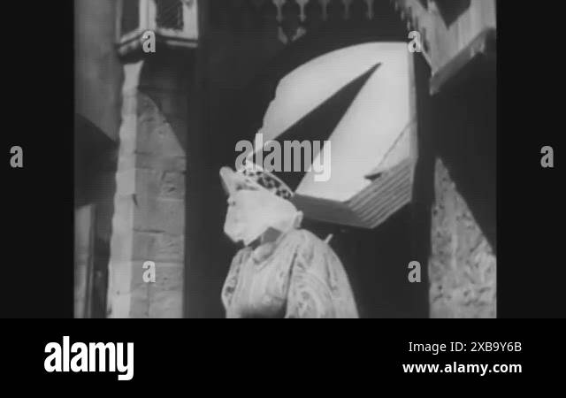 Recreation of the woman wearing medieval dunce caps in the 1950s Stock ...