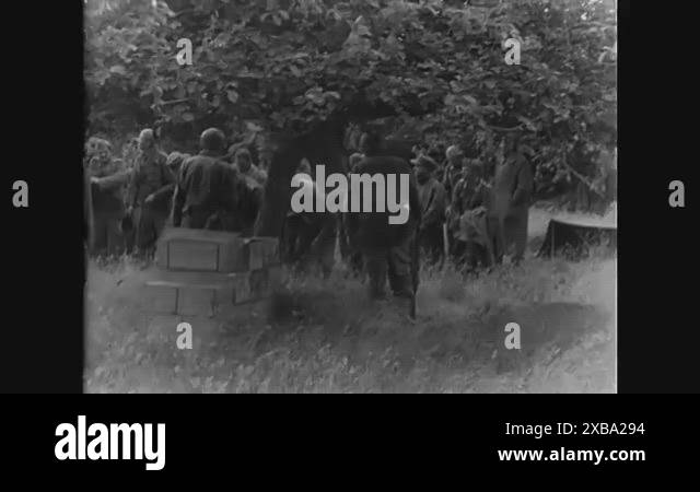 1944 - US military police search large group of captured German ...