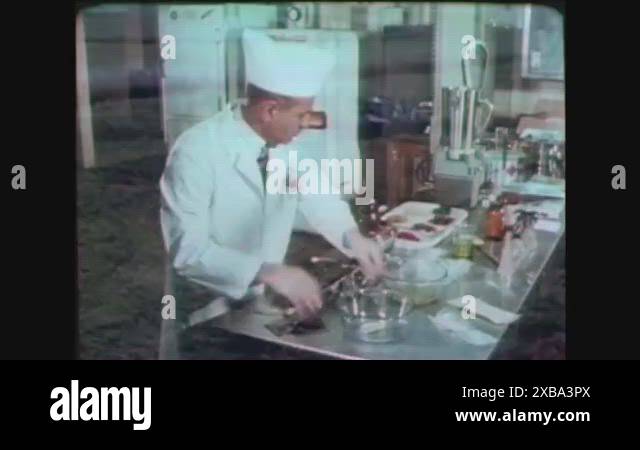 A chef cooks a meal in a military field kitchen, a soldier eats his ...