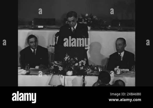 James Bryant Conant, Harvard President in 1950, delivers a speech ...