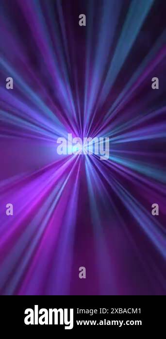 Vertical video - interstellar hyperspace motion background. Flying at warp speed through glowing ...