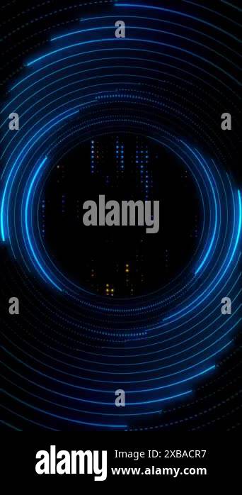 Vertical video - abstract technology background with rotating blue ...