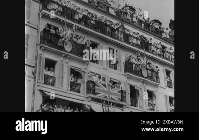 1944 WW2 crowded Paris streets are attacked by German snipers but they ...