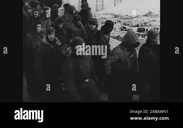 Nazi prisoners of war are marched out of a freed Stalingrad, during ...