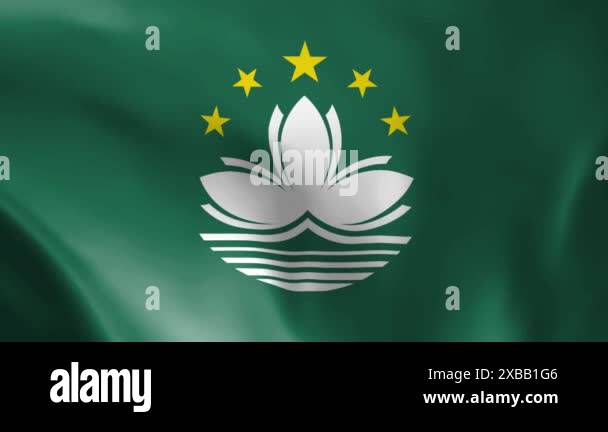 Macau flag in the wind. Detailed fabric texture. Seamless looped animation Stock Video Footage ...