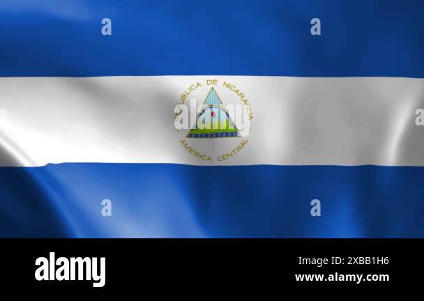 Nicaragua flag in the wind. Detailed fabric texture. Seamless looped animation Stock Video ...