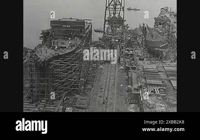 A Japanese trade ship is built, launched, and seen arriving in New York ...