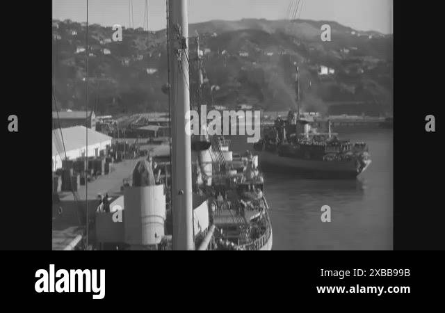1947 - USCGC Northwind prepares to dock in Wellington Harbor, New ...