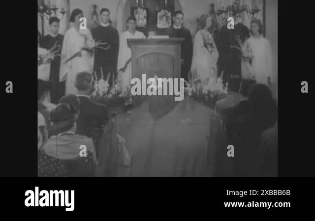 Adolescents recite the Ten Commandments at their confirmation in the 1950s Stock Video Footage ...