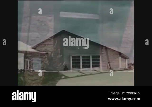 1950s Shots of concrete masonry as an exposed material in various ...