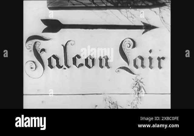 1950 - Shots of Rudolph Valentino’s estate, Falcon’s Lair, Mae Murray ...