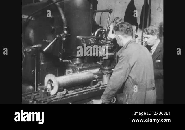British industry of steel working and clay is shown in the 1940s Stock ...