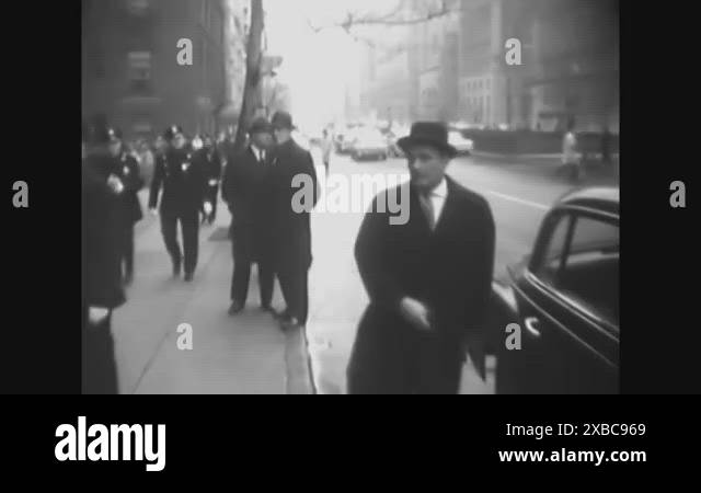 1964 - Dignitaries arrive by car at General Douglas MacArthur's funeral ...