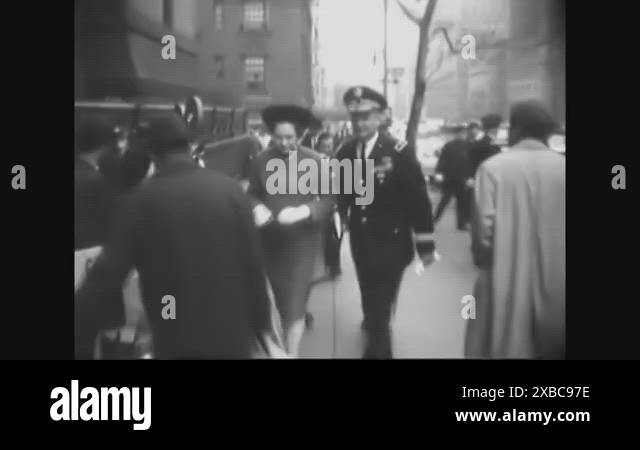 1964 - Dignitaries arrive by car at General Douglas MacArthur's funeral ...