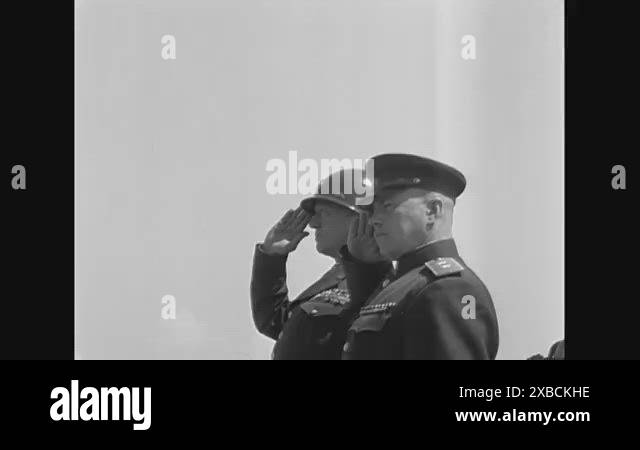 LINZ - 1945 - General George Patton and a Russian officer salute, and ...