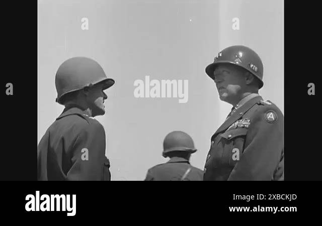 LINZ - 1945 - General George Patton greets officers of the US 3rd ...