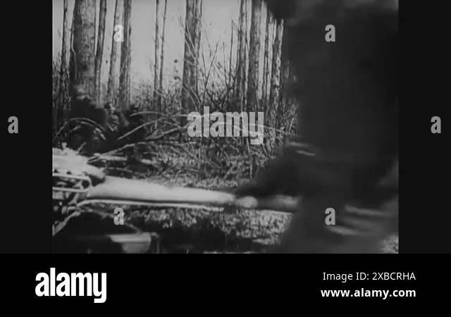 GERMANY - 1945 - German infantry soldiers use flamethrowers, small arms ...