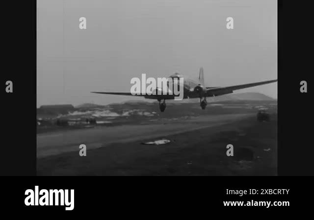SEOUL - 1951 - General Douglas MacArthur lands in a C-47 plane at Kimpo ...