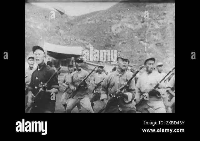 1938 - Mao Tse Tung Zedong trains troops in China to oppose Japan Stock ...