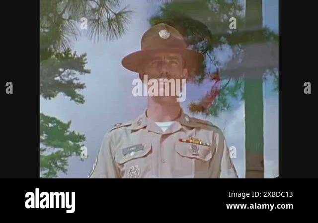 1960s Drill Sergeant trains new recruits in martial arts in the ...
