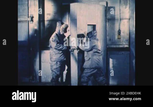 Early 1960s nuclear reactor control room footage and a tank being ...