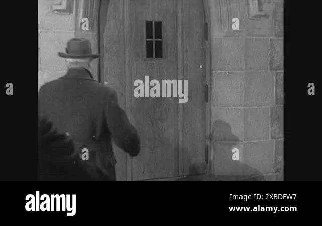 Lawmen surround a church, trying to force open the doors, as Nazi spies ...