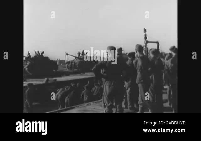 RUSSIA - 1944 - German tanks are transported on railroad tracks by ...