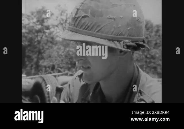 1966 - A lieutenant with the 9th US Artillery is interviewed by ...