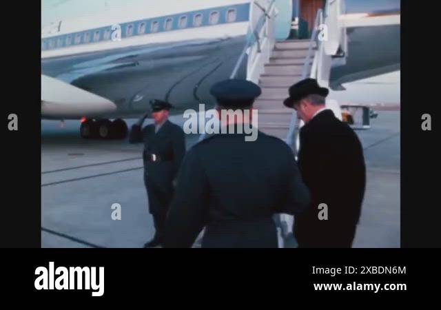 1969 - LBJ and Lady Bird Johnson board Air Force One and fly to a party ...