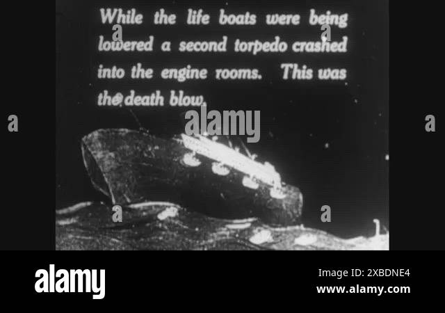 1918 - Animation by Winsor McCay depicts the second torpedo hitting the ...