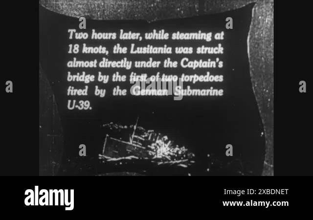 1918 - Animation by Winsor McCay depicts German submarine U-39 ...