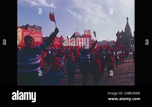 1968 - A parade is held in Moscow, Russia's Red Square to celebrate the ...
