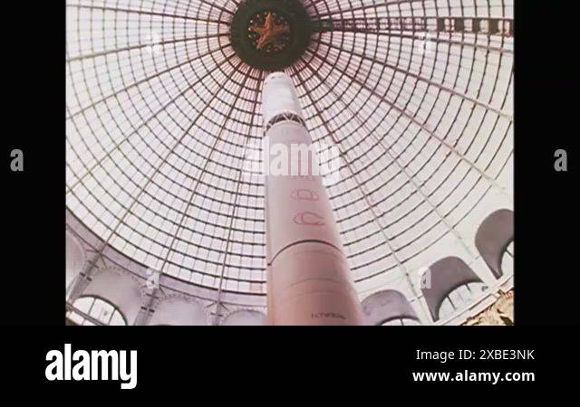 1968 - Russians visit an exhibit about the Soviet space program where ...