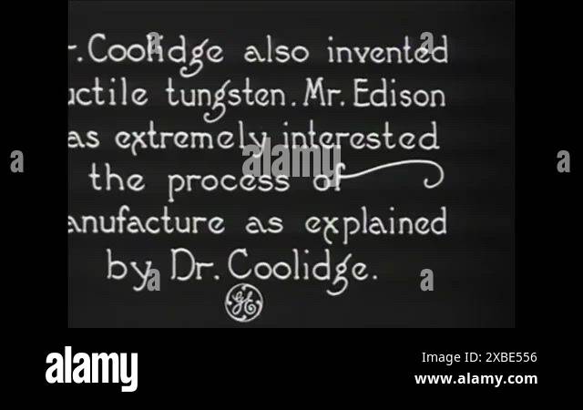 1920s - Dr. William Coolidge explains ductile tungsten to Thomas Edison Stock Video Footage - Alamy