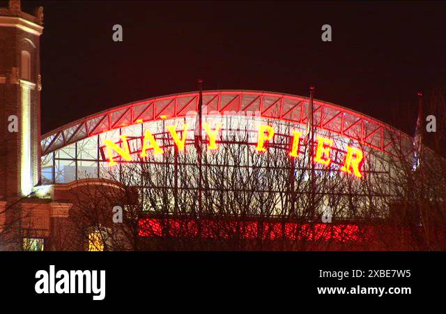Creative footage zooms in and out on the Navy Pier and Chicago Children ...