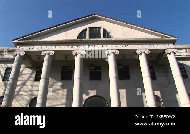 Panning down from the peak of Harvard's Littauer Center for Public ...