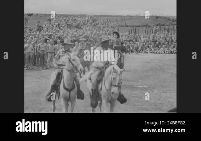 1944 - US Marines stage a rodeo. Combat footage shows the Marines ...