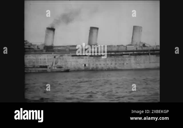 1919 - The camera slowly zooms in on the US Navy transport USS ...