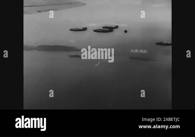 1945 - US Army Air Force combat footage shows aerial battles with the ...