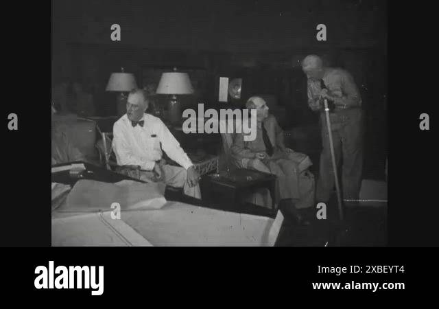 1944 - President Roosevelt looks at a map with military generals in ...