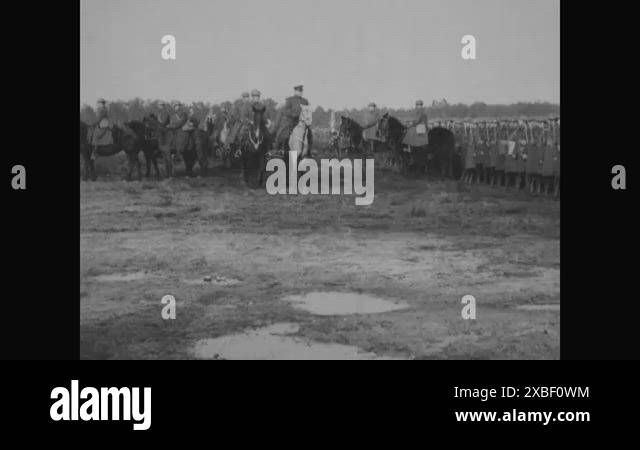 1919 - General Pershing and his staff inspect troops of the 27th ...