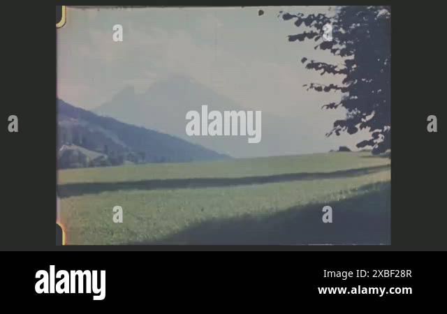 Color, Hitler walks with an officer, guests enjoy the terrace of Hitler ...