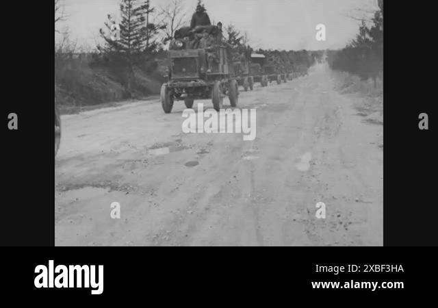 1918 - A German prison camp is seen inside a US Army's Motor Transport ...