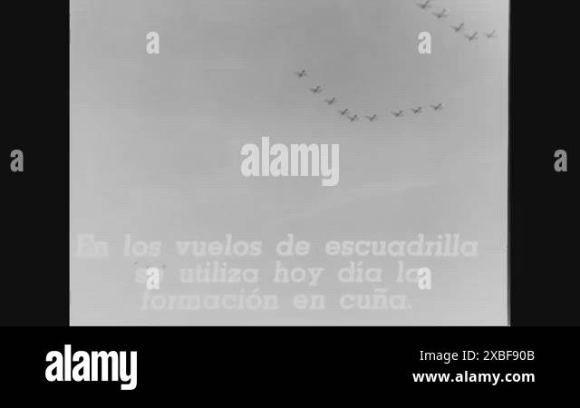 1940s - Footage of airplanes flying in formation is compared with birds ...