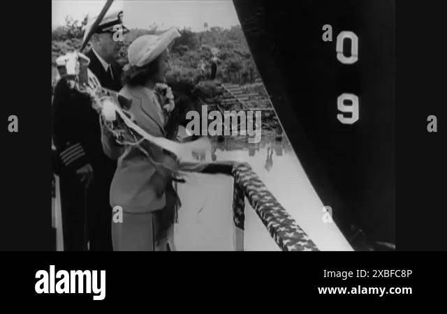 1943 - A montage shows the USS Iowa and New Jersey getting launched ...