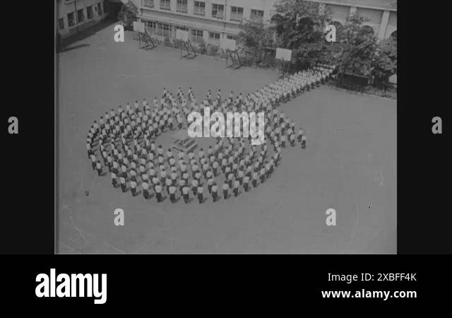1940s - Chinese school girls perform synchronized movements on campus ...