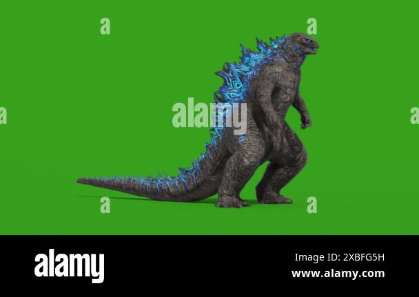 Monster Godzilla Green Screen Angry Side 3D Rendering Animation Stock ...